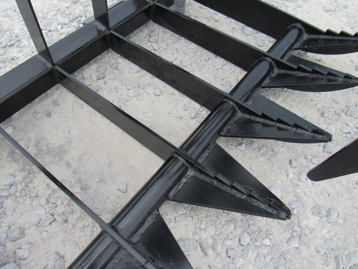 60″ Dual Cylinder Root Grapple and 42″ Pallet Forks Fits Skid Steer ...