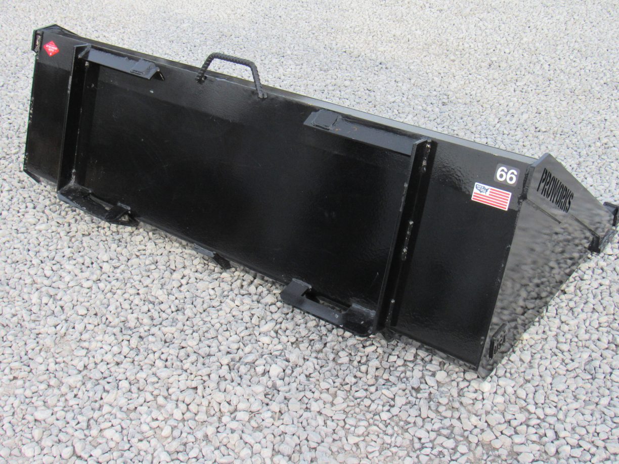 PROWORKS 66″ Heavy Duty Low Profile Dirt Bucket with Teeth Fits Skid ...