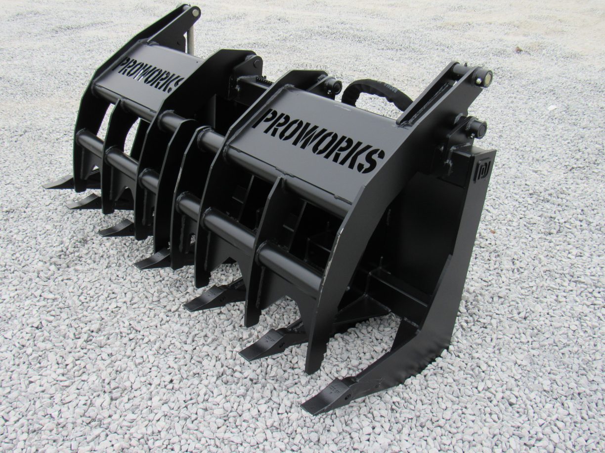72″ Heavy Duty Dual Tine Root Rake Clam Grapple with Teeth Attachment ...