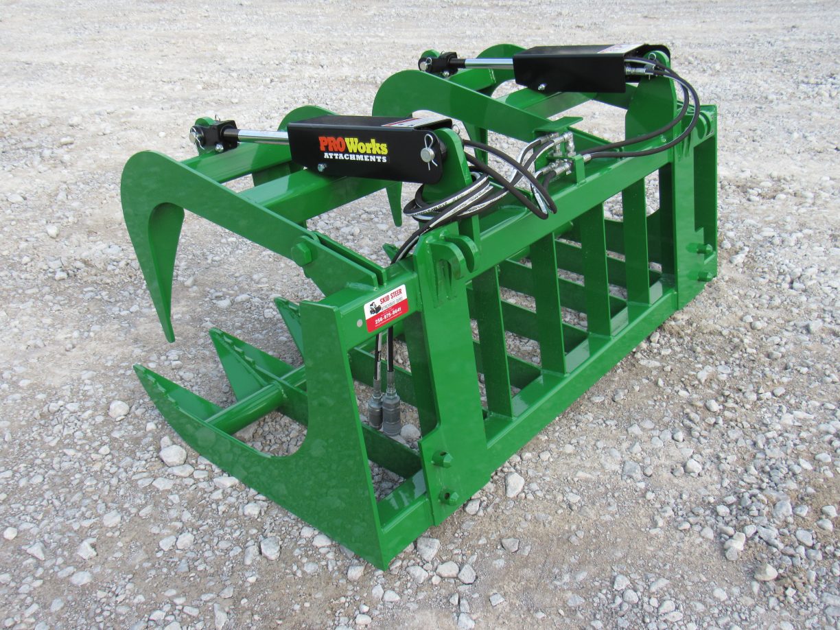 60″ Dual Cylinder Root Bucket Grapple Attachment Fits John Deere Loader ...