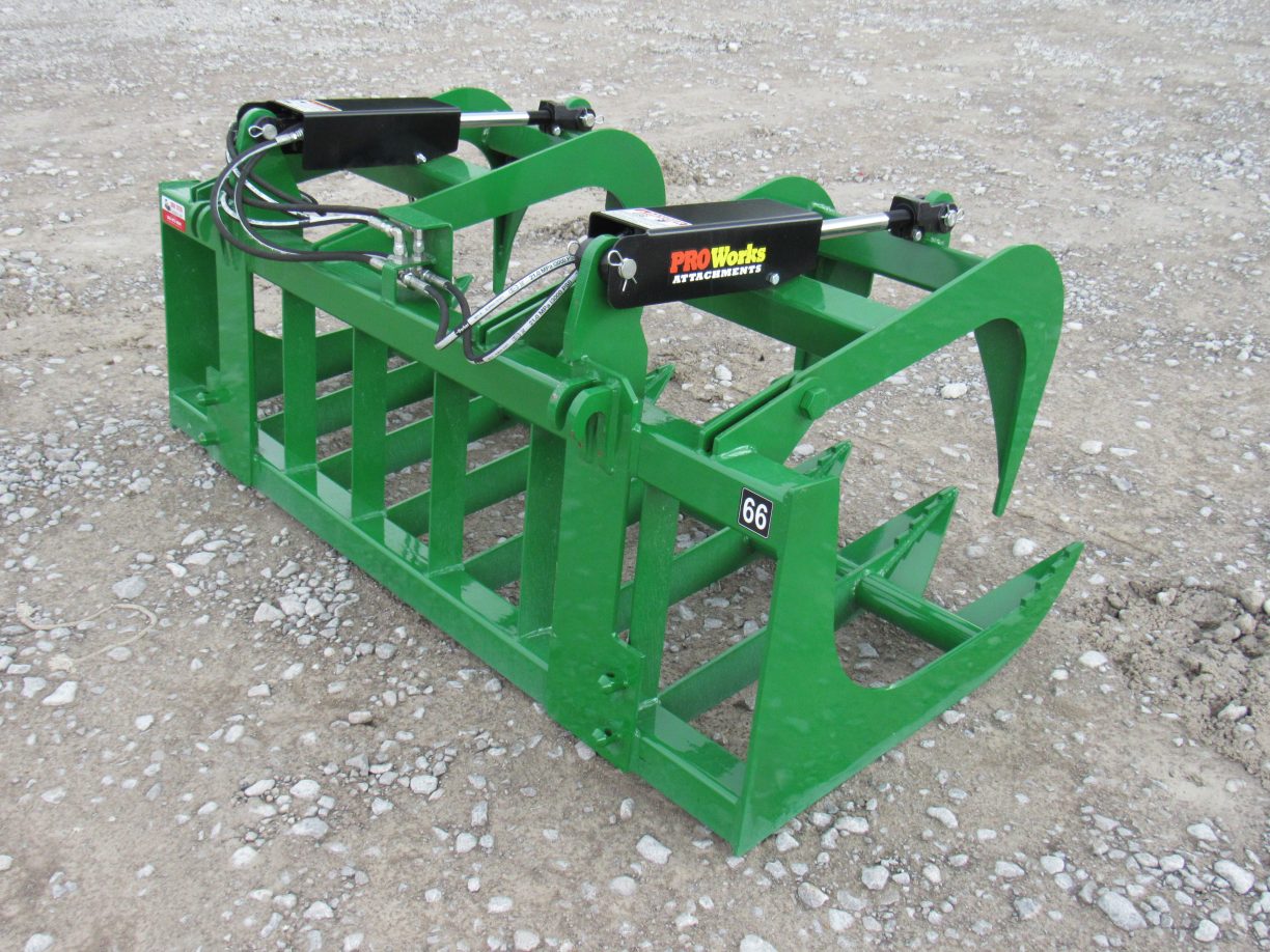 66″ Dual Cylinder Root Bucket Grapple Attachment Fits John Deere Loader ...