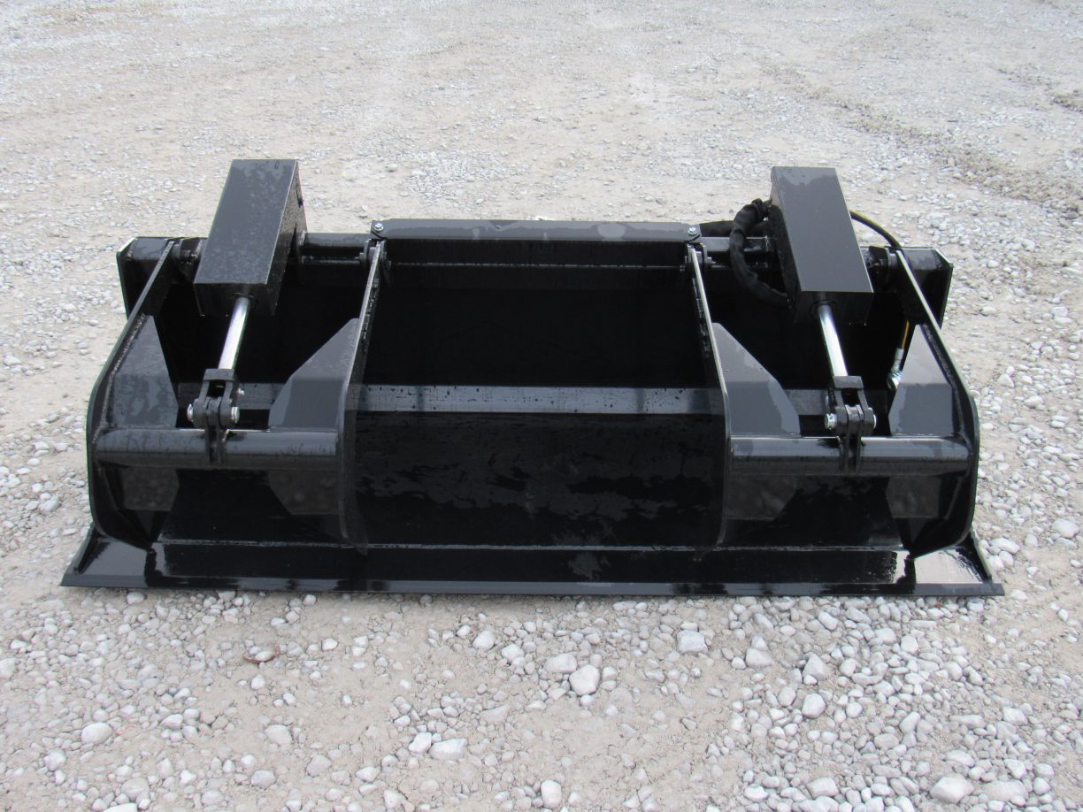 72″ Compact Tractor Dual Cylinder Solid Bottom Bucket Grapple Fits Skid ...