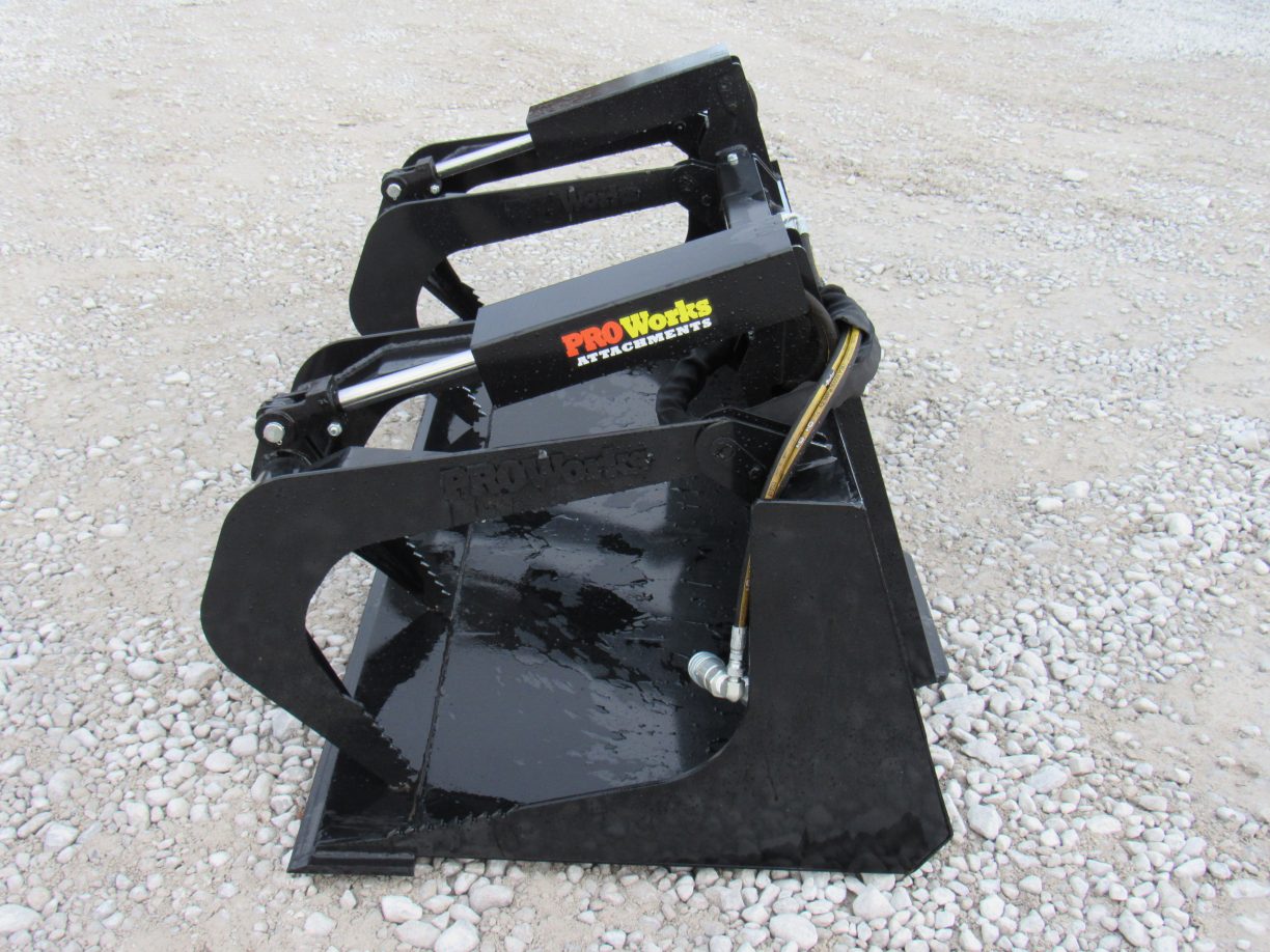 72″ Compact Tractor Dual Cylinder Solid Bottom Bucket Grapple Fits Skid ...