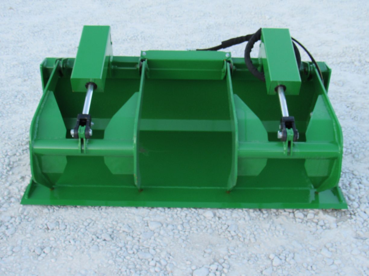 60″ Compact Tractor Dual Cylinder Solid Bottom Bucket Grapple Fits John ...