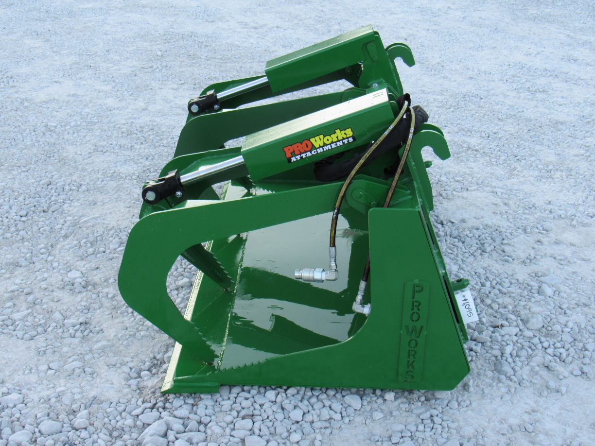 60″ Compact Tractor Dual Cylinder Solid Bottom Bucket Grapple Fits John ...