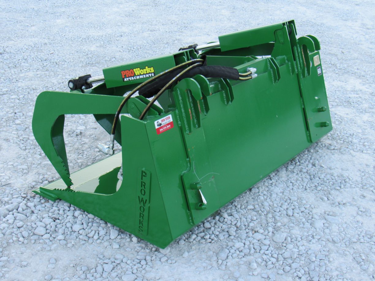 60″ Compact Tractor Dual Cylinder Solid Bottom Bucket Grapple Fits John ...