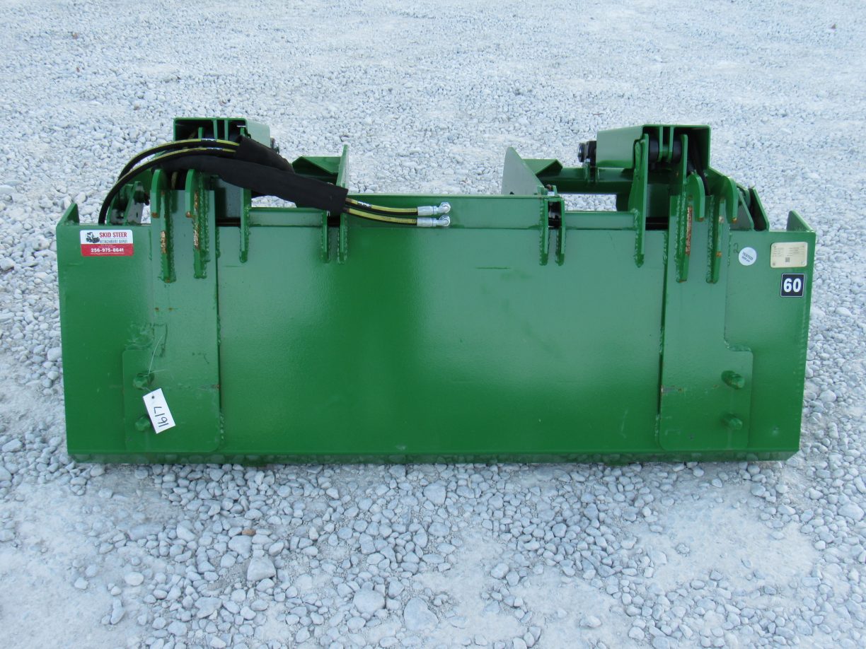 60″ Compact Tractor Dual Cylinder Solid Bottom Bucket Grapple Fits John ...