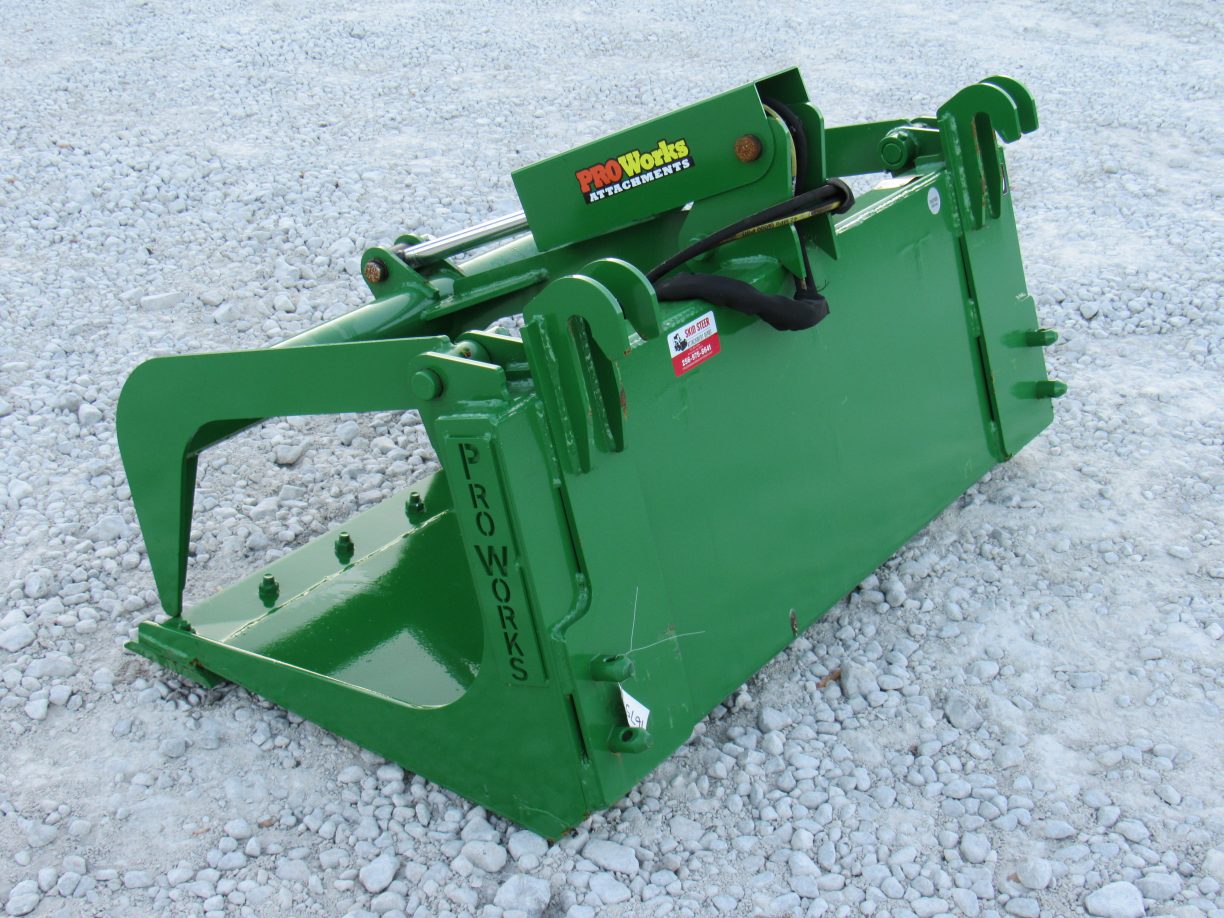 48″ Compact Tractor Single Cylinder Solid Bottom Bucket Grapple Fits ...