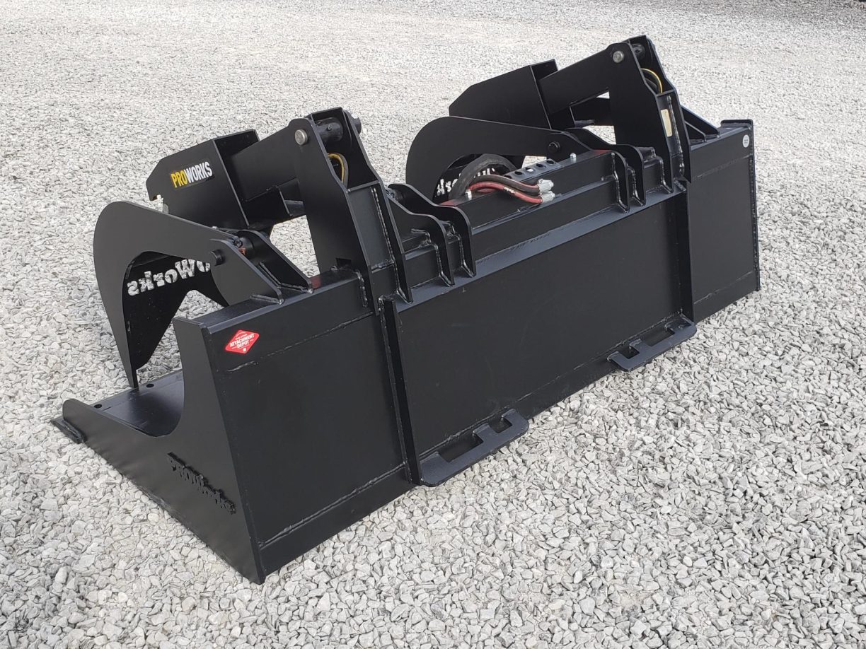 84″ Severe Duty Solid Bottom Bucket Grapple Fits Skid Steer Quick Attach – Skid Steer Attachment ...