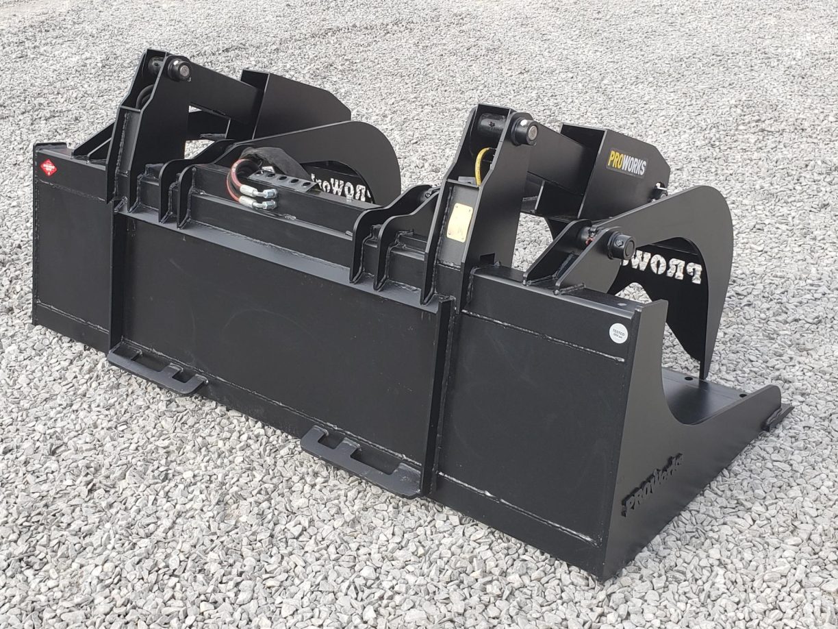84″ Severe Duty Solid Bottom Bucket Grapple Fits Skid Steer Quick ...