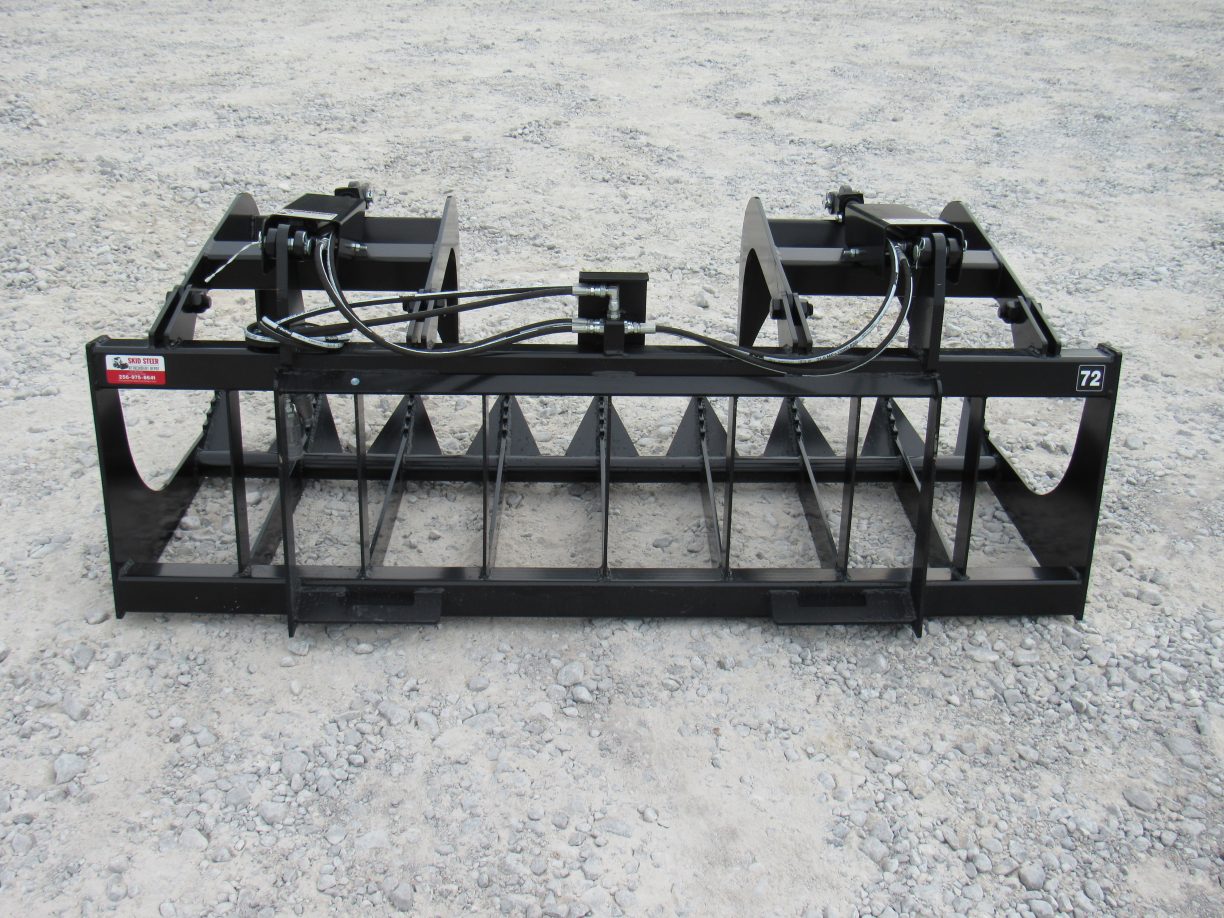 72″ Dual Cylinder Root Bucket Grapple Attachment Fits Skid Steer Quick ...