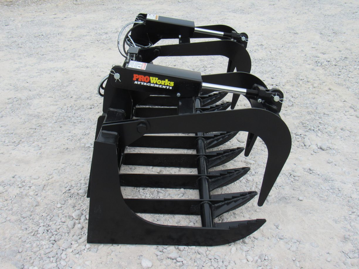 72″ Dual Cylinder Root Bucket Grapple Attachment Fits Skid Steer Quick ...