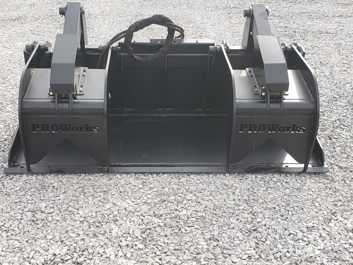 72″ Severe Duty Solid Bottom Bucket Grapple Fits Skid Steer Quick ...