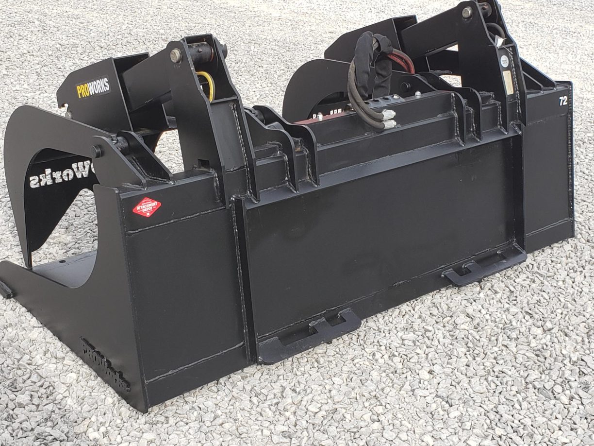 72″ Severe Duty Solid Bottom Bucket Grapple Fits Skid Steer Quick ...