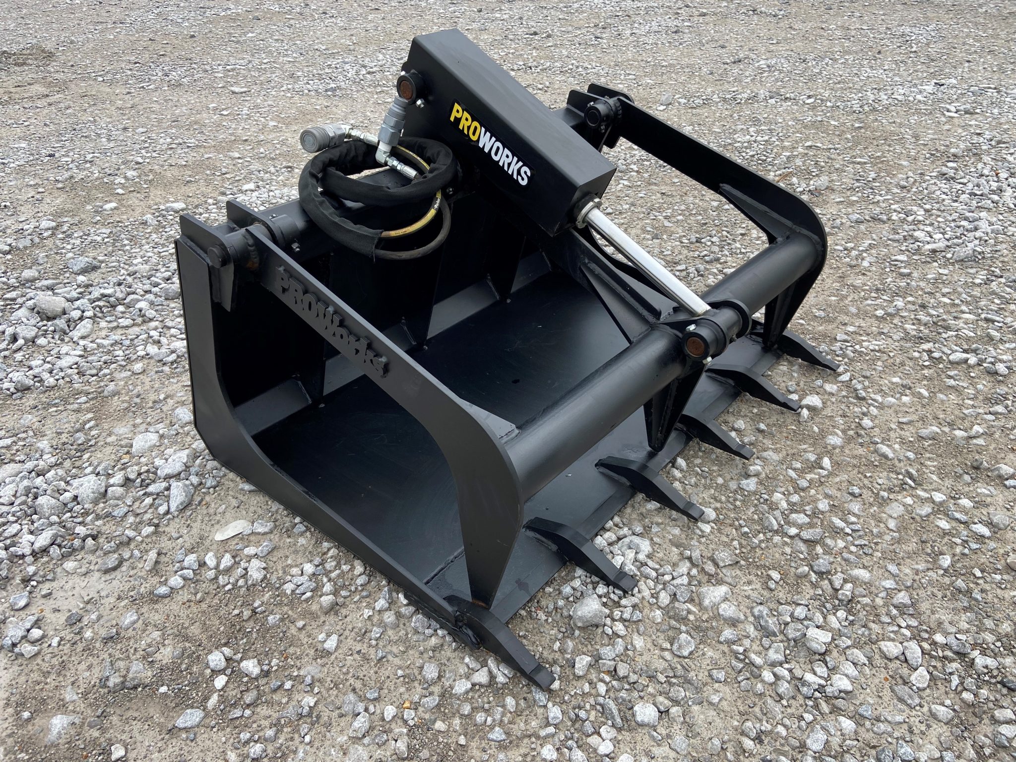 42″ Heavy Duty Solid Bottom Bucket Grapple with Teeth Fits Mini Skid ...