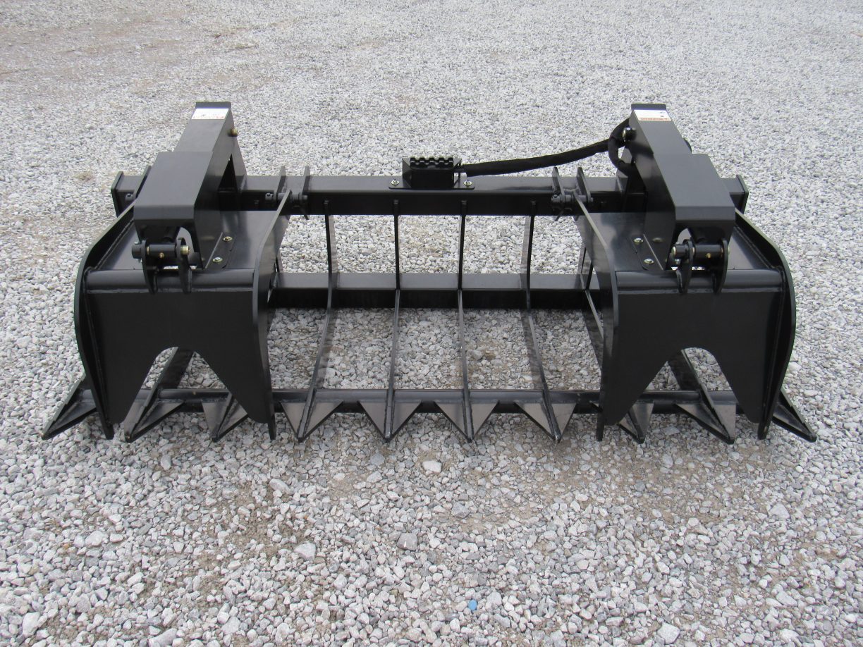 84″ Heavy Duty Dual Cylinder Root Bucket Grapple Attachment Fits Skid ...
