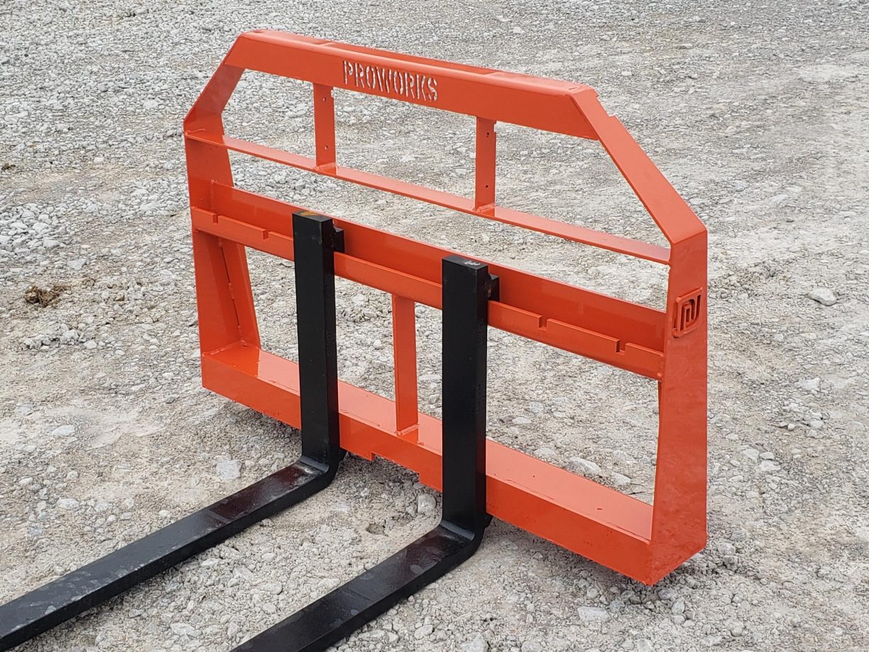 48″ Root Rake Clam Grapple and 42″ Pallet Forks Fits Skid Steer Quick ...