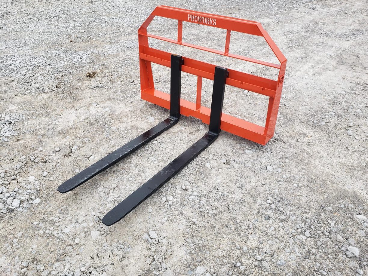 48″ Root Rake Clam Grapple and 42″ Pallet Forks Fits Skid Steer Quick ...