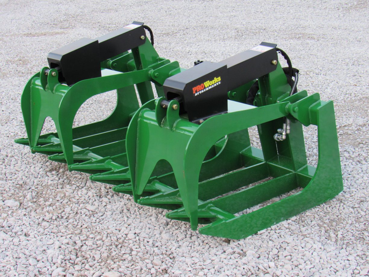 72″ Heavy Duty Dual Cylinder Root Bucket Grapple Attachment Fits John ...
