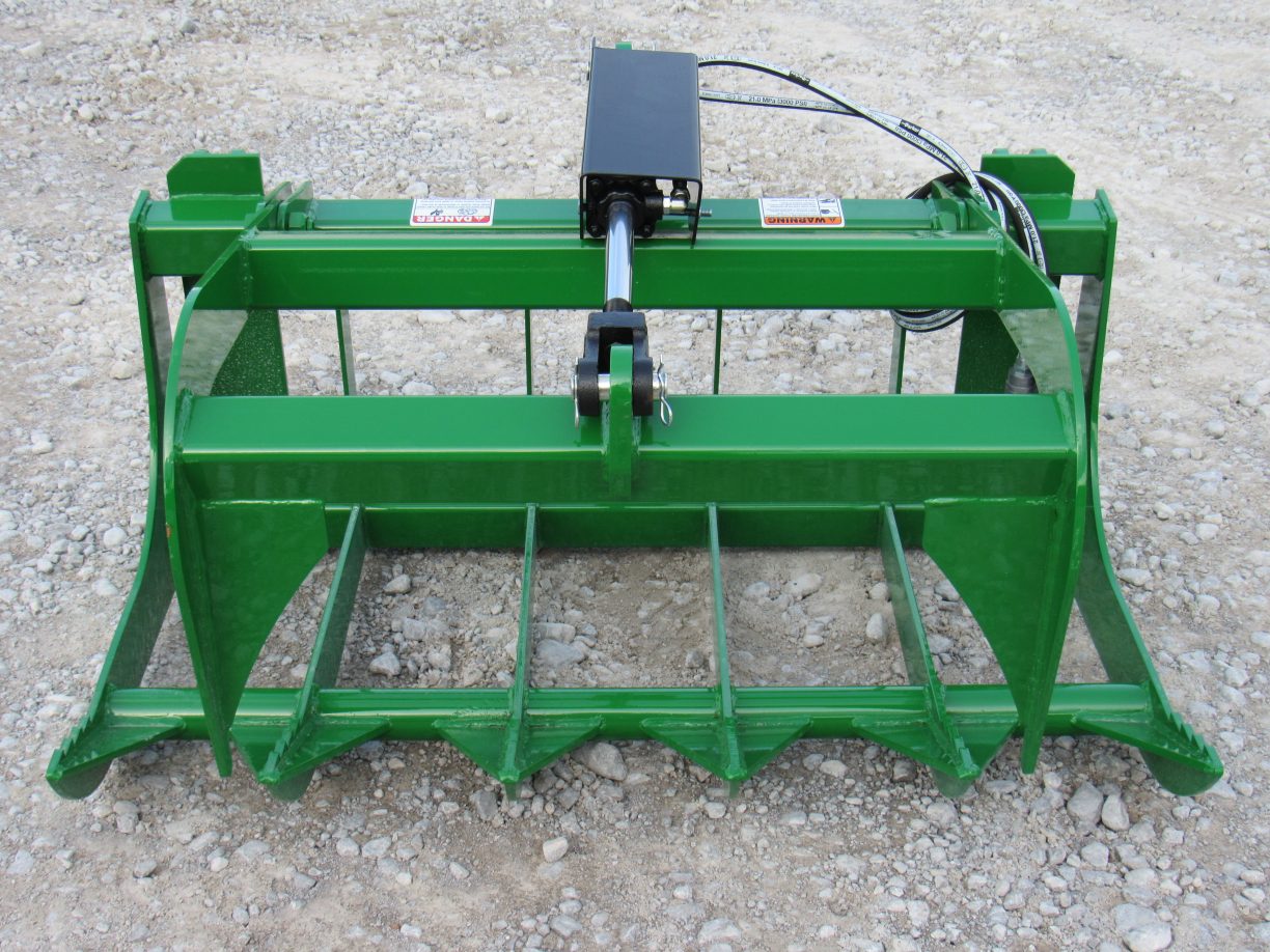 48″ Single Cylinder Root Bucket Grapple Fits John Deere Compact Tractor ...