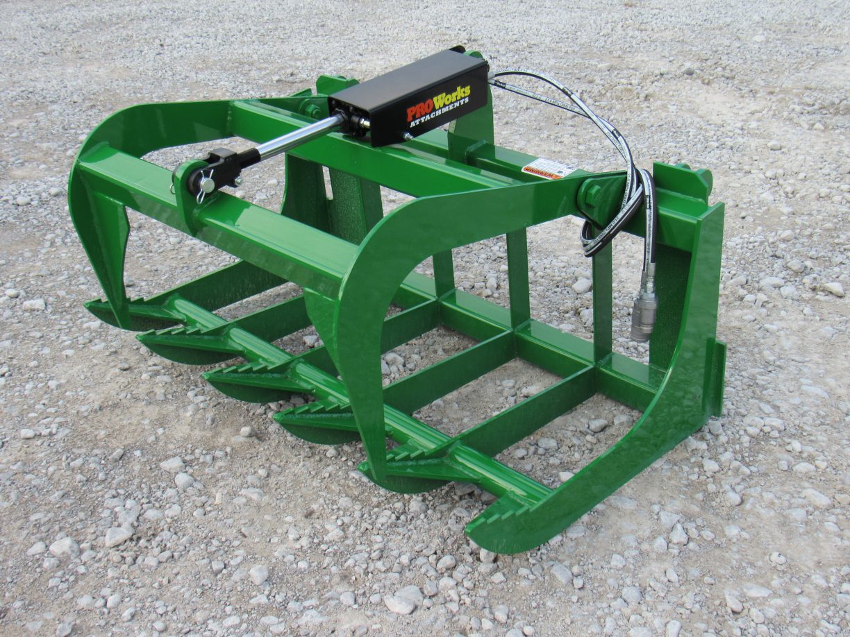 48″ Single Cylinder Root Bucket Grapple Fits John Deere Compact Tractor ...