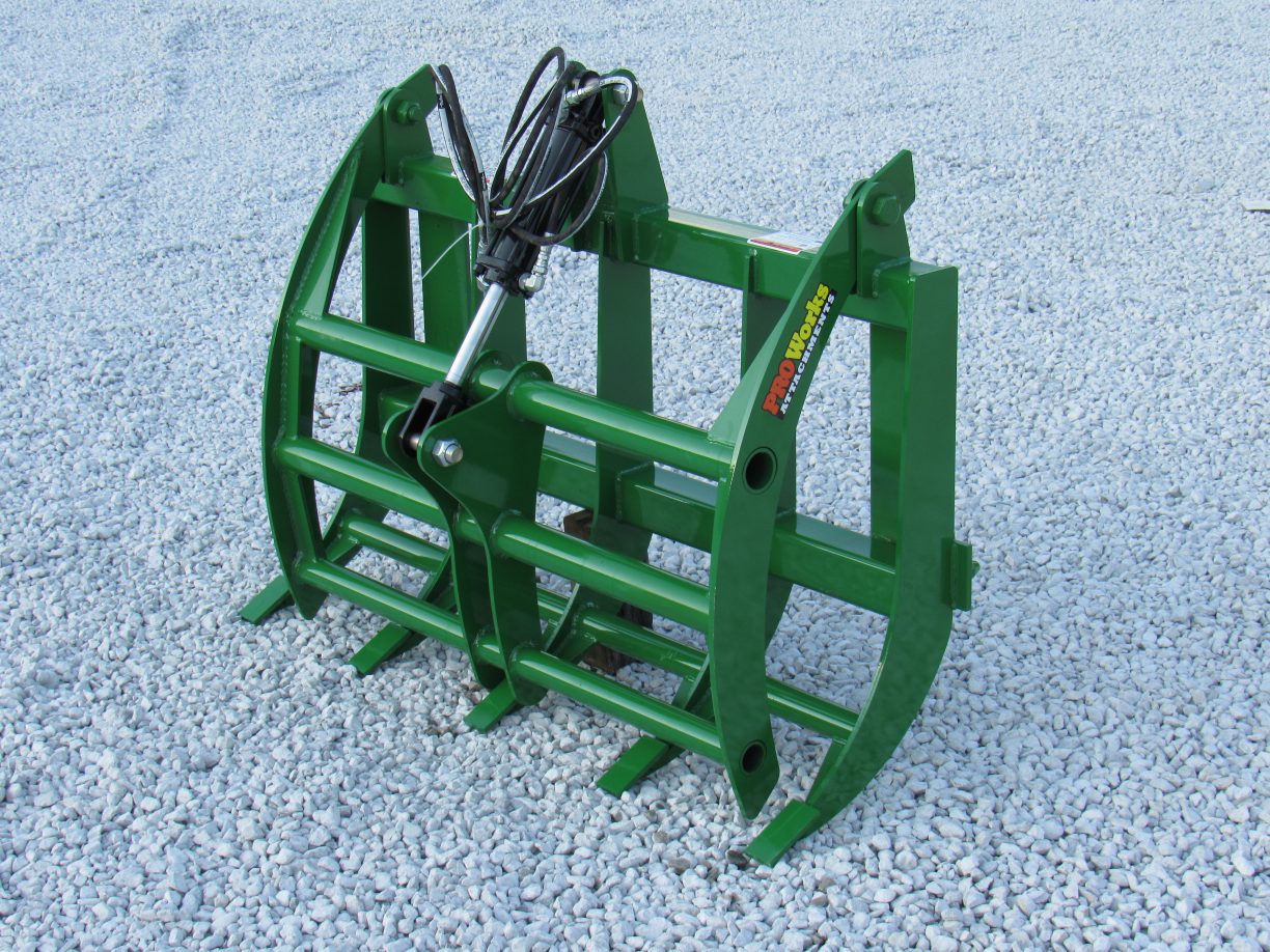 48″ Compact Tractor Root Rake Clam Grapple Fits John Deere Loader ...