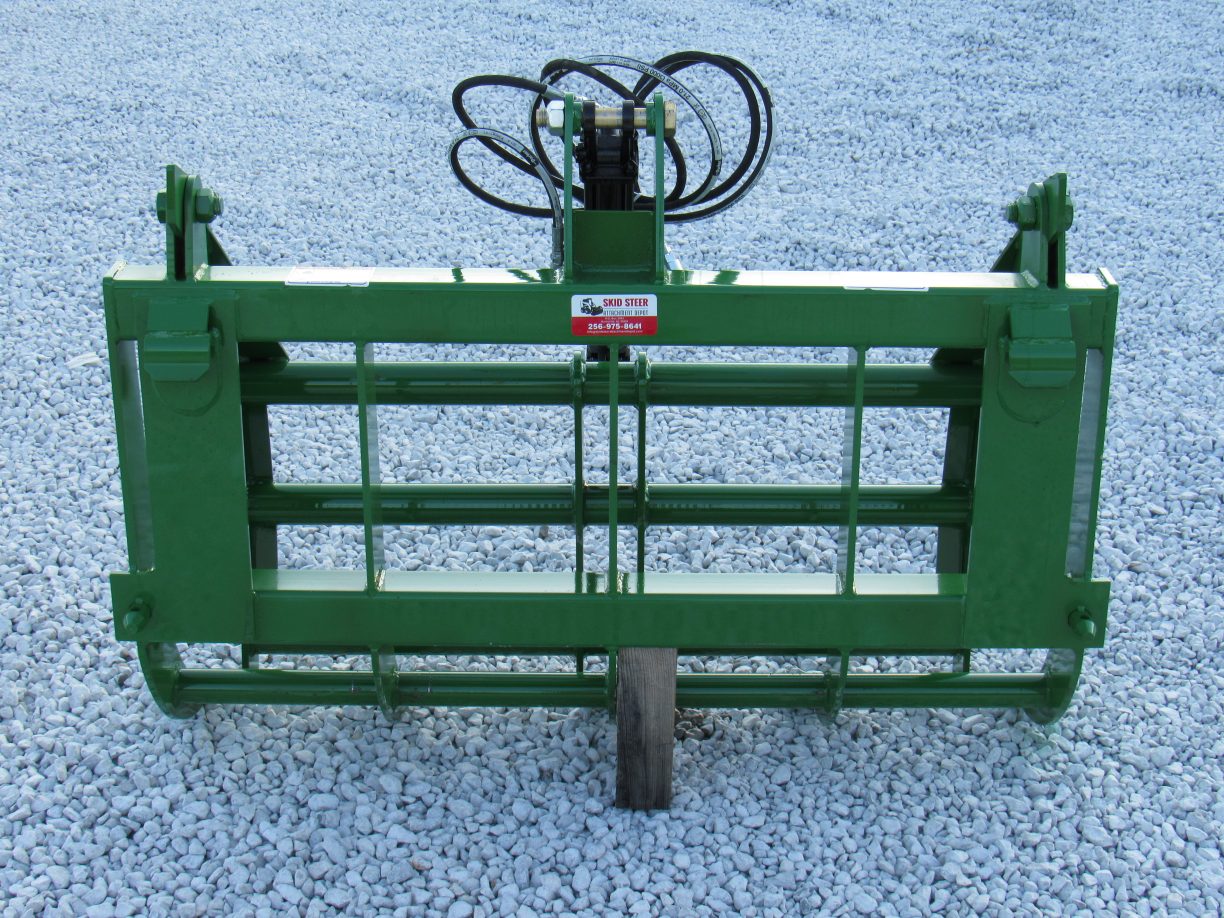 48″ Compact Tractor Root Rake Clam Grapple Fits John Deere Loader ...