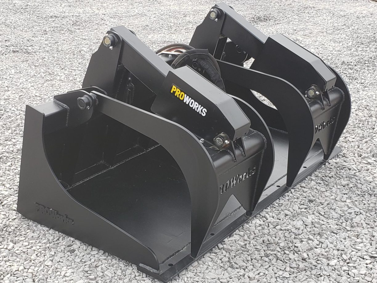 66″ Severe Duty Solid Bottom Bucket Grapple Fits Skid Steer Quick ...