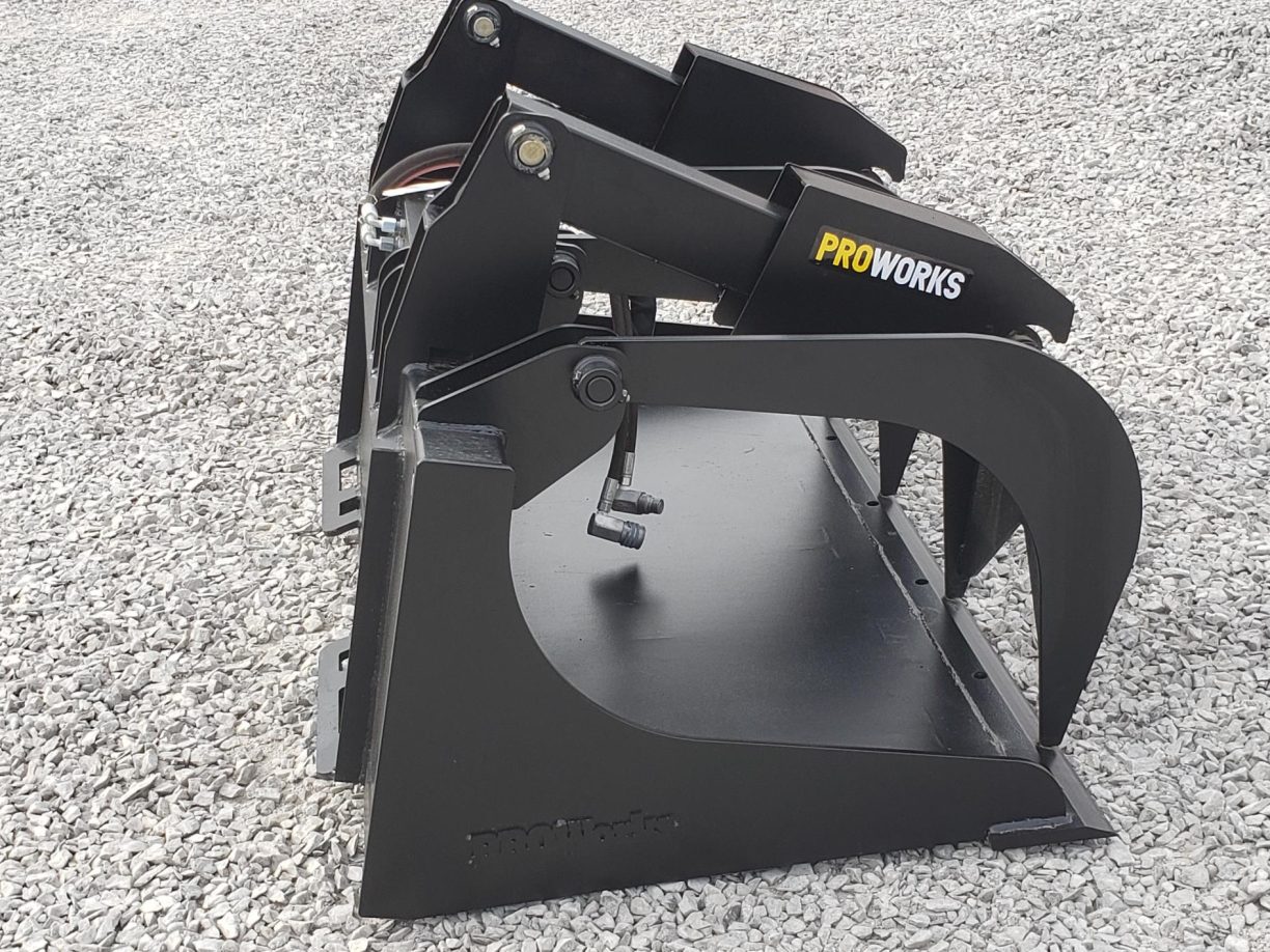 66″ Severe Duty Solid Bottom Bucket Grapple Fits Skid Steer Quick ...