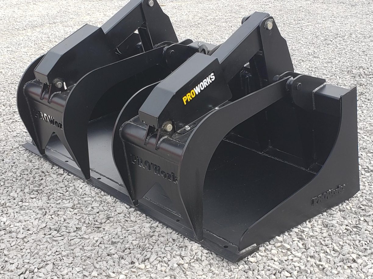 66″ Severe Duty Solid Bottom Bucket Grapple Fits Skid Steer Quick ...