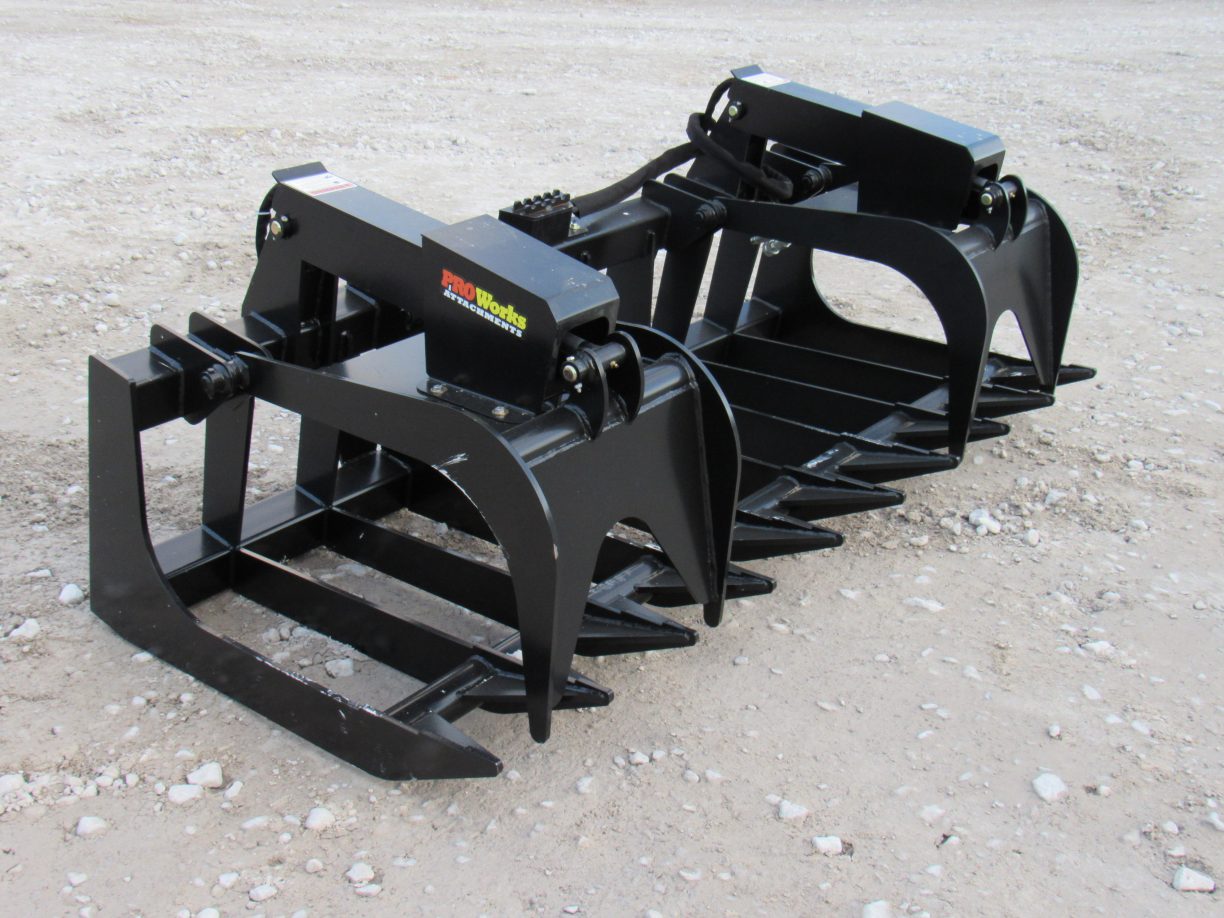 72″ Heavy Duty Dual Cylinder Root Bucket Grapple Attachment Fits Euro ...