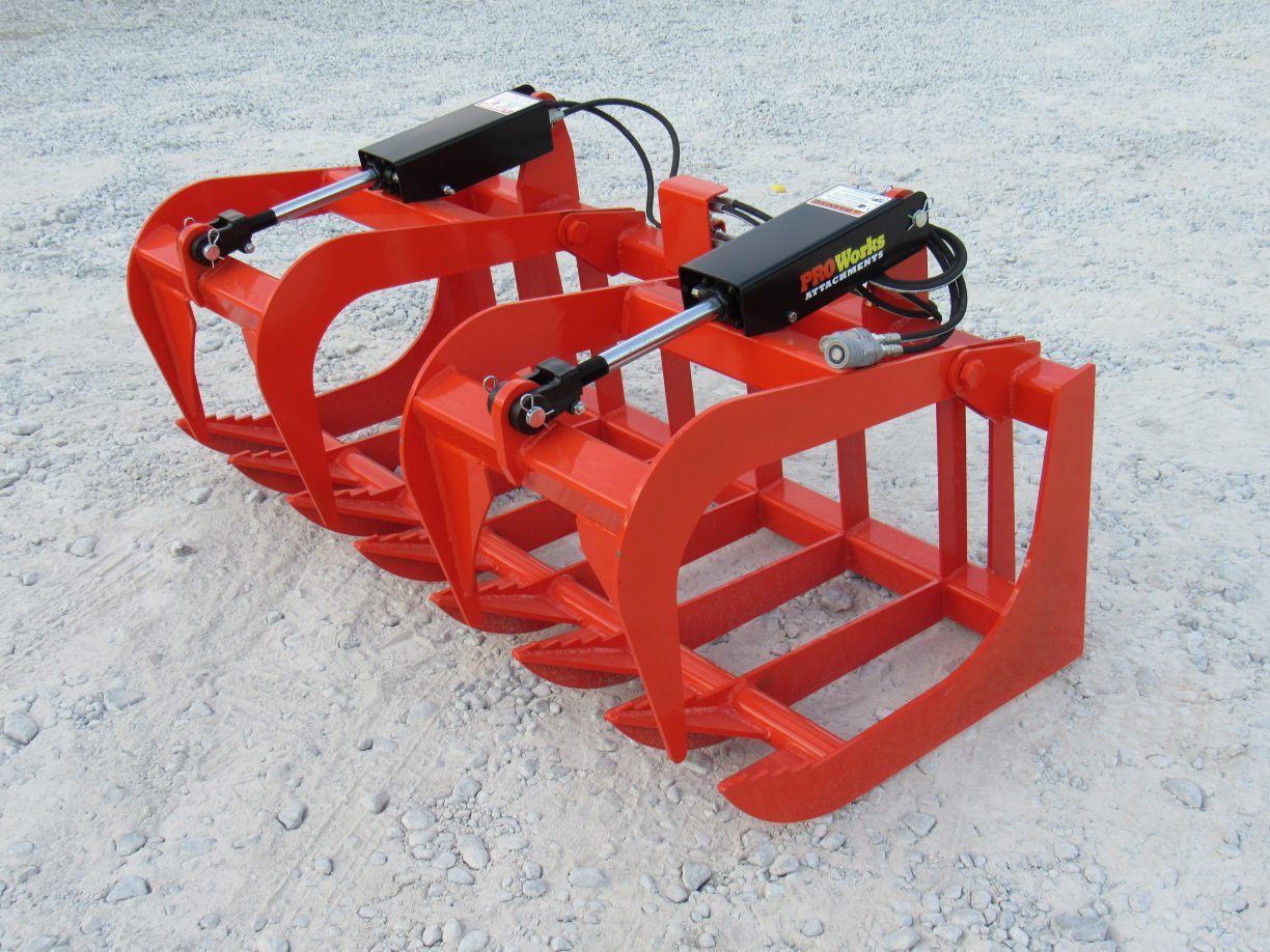 60″ Dual Cylinder Root Bucket Grapple Attachment Fits Skid Steer Quick ...