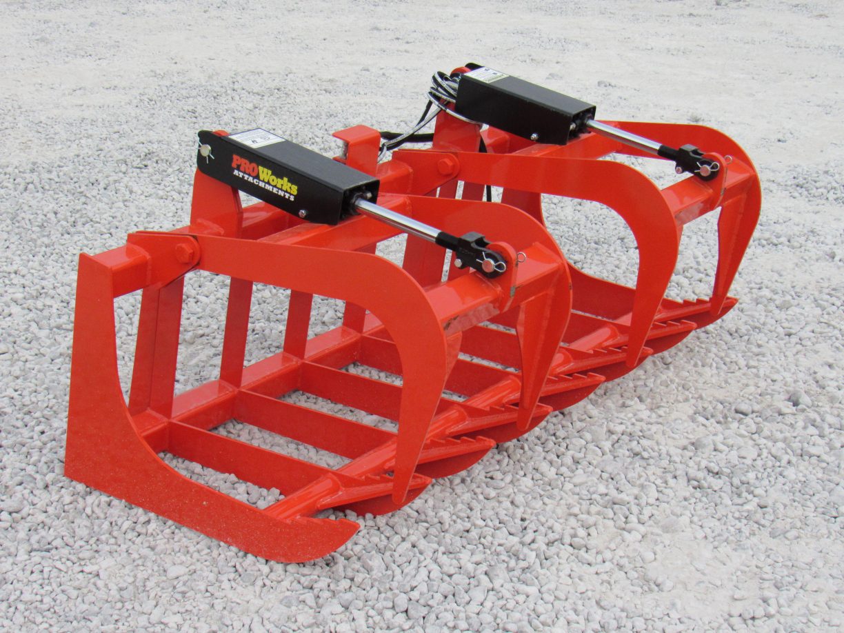 66″ Dual Cylinder Root Bucket Grapple Attachment Fits Skid Steer Quick ...