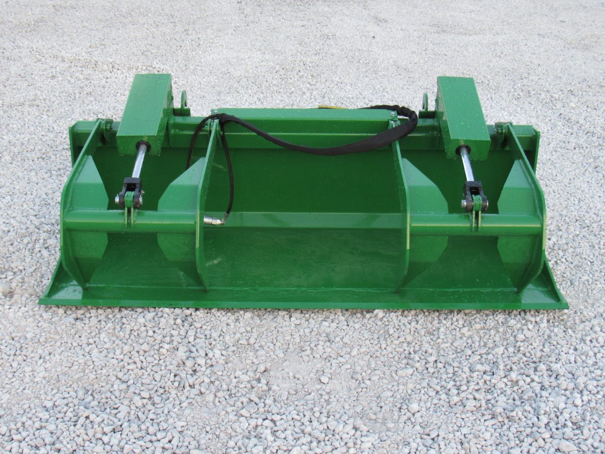 72″ Compact Tractor Dual Cylinder Solid Bottom Bucket Grapple Fits John ...