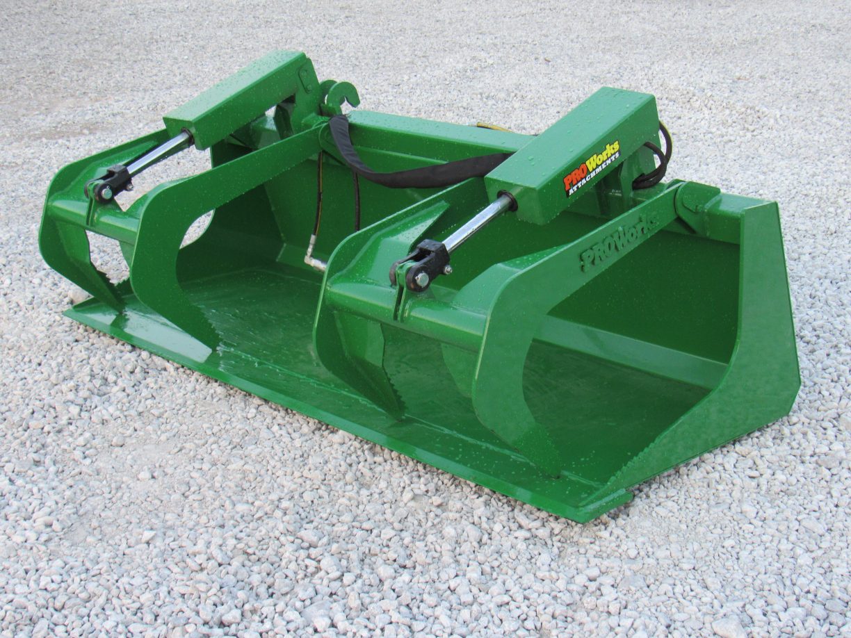 72″ Compact Tractor Dual Cylinder Solid Bottom Bucket Grapple Fits John ...
