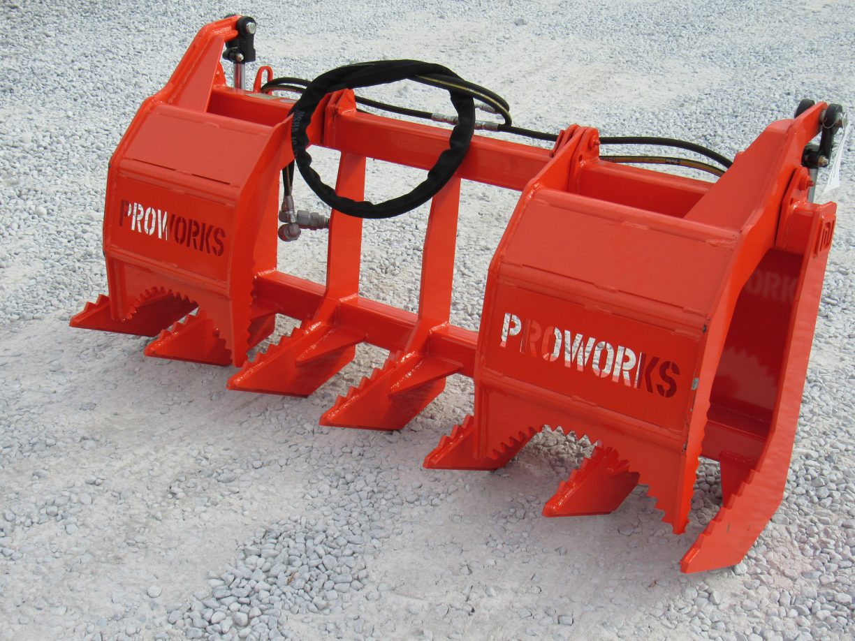 60″ Dual Tine Root Rake Clam Grapple Attachment Fits Skid Steer Quick ...
