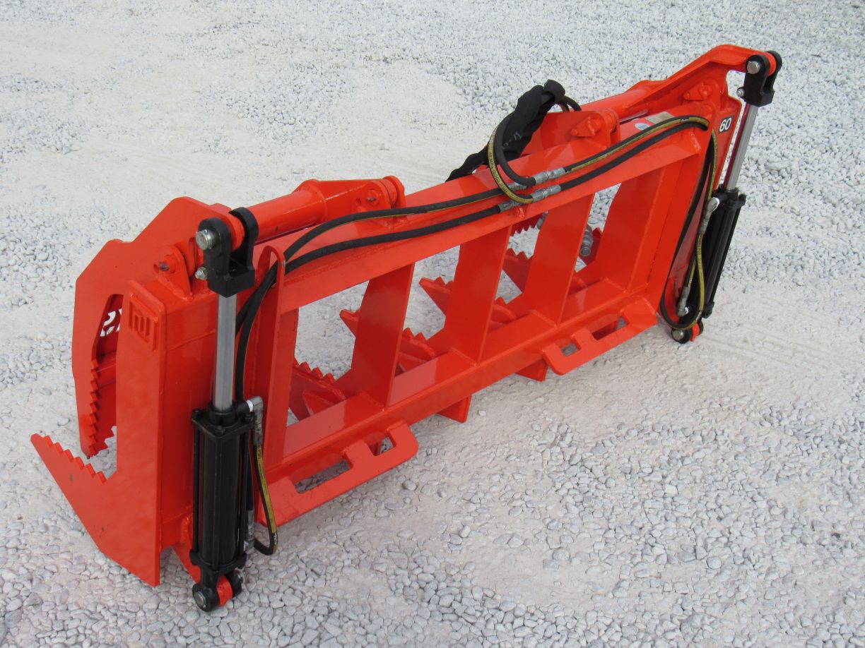 60″ Dual Tine Root Rake Clam Grapple Attachment Fits Skid Steer Quick ...