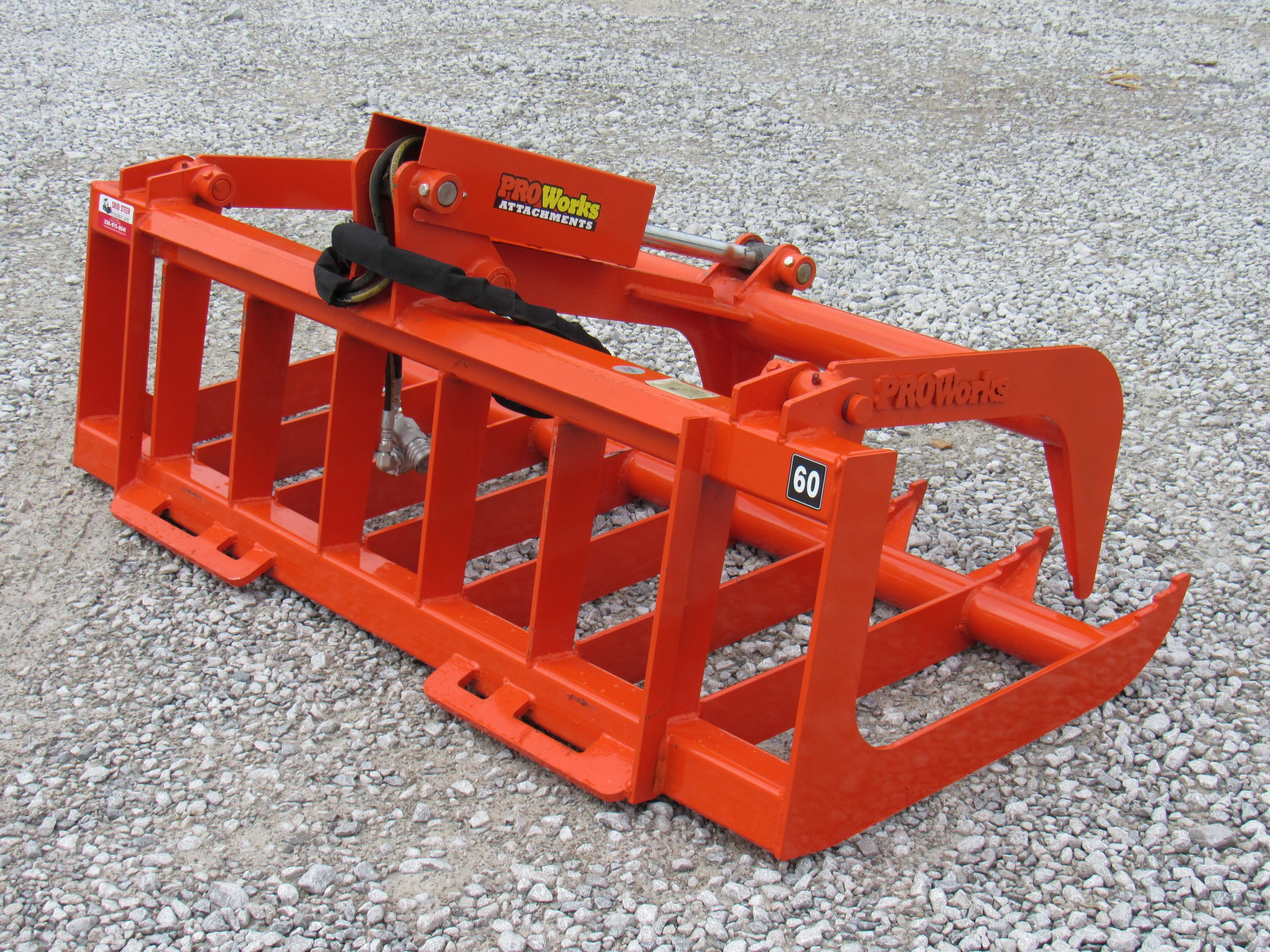 60″ Single Cylinder Root Bucket Grapple Fits Skid Steer Quick Attach ...