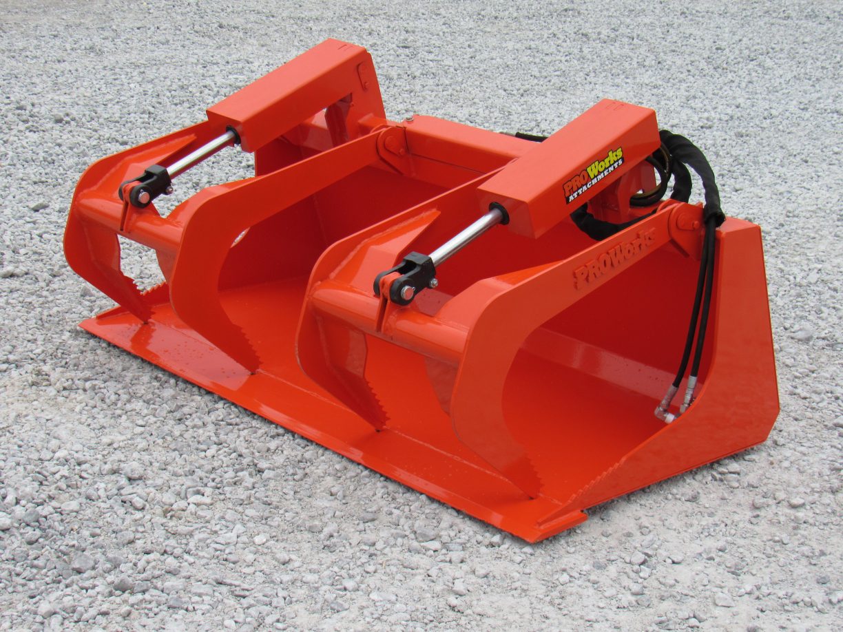 60″ Compact Tractor Dual Cylinder Solid Bottom Bucket Grapple with ...