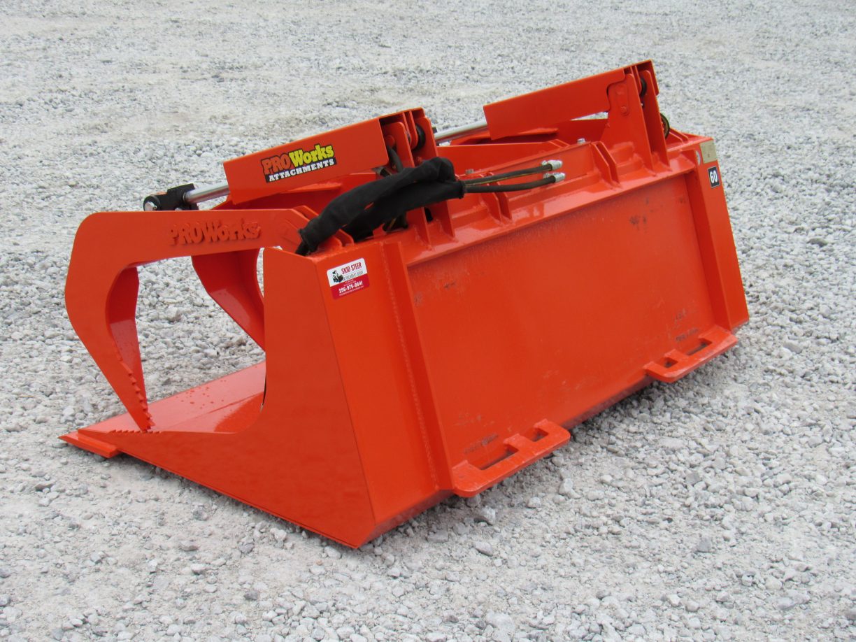 60″ Compact Tractor Dual Cylinder Solid Bottom Bucket Grapple with ...