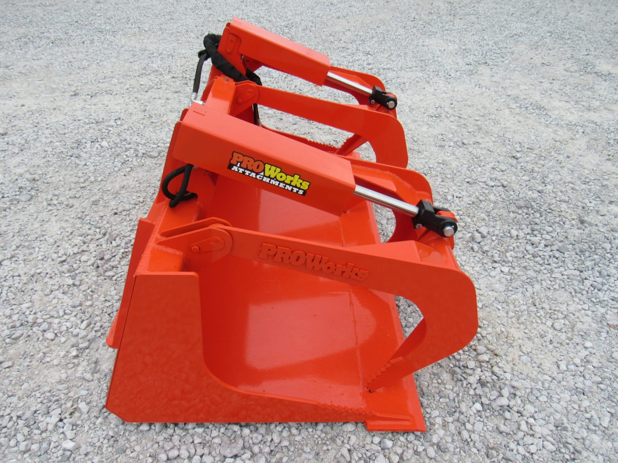 60″ Compact Tractor Dual Cylinder Solid Bottom Bucket Grapple with ...