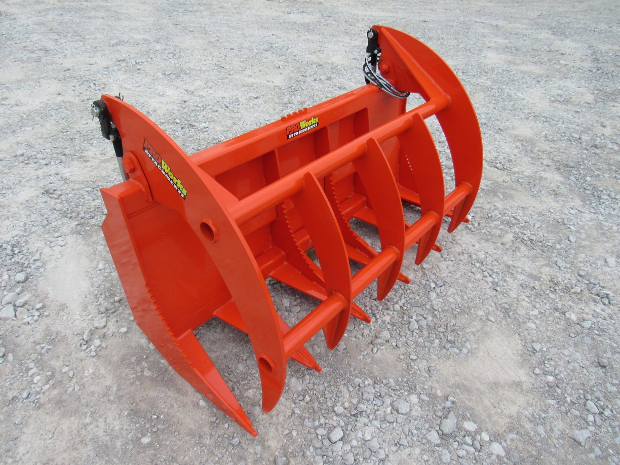 60″ Root Rake Clam Grapple Attachment Fits Skid Steer Quick Attach ...
