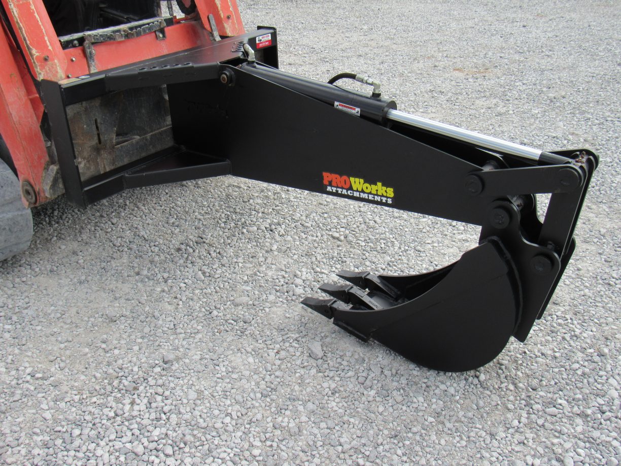 Stiff Arm Backhoe Attachment with 12″ Tooth Trench Bucket Fits Skid ...