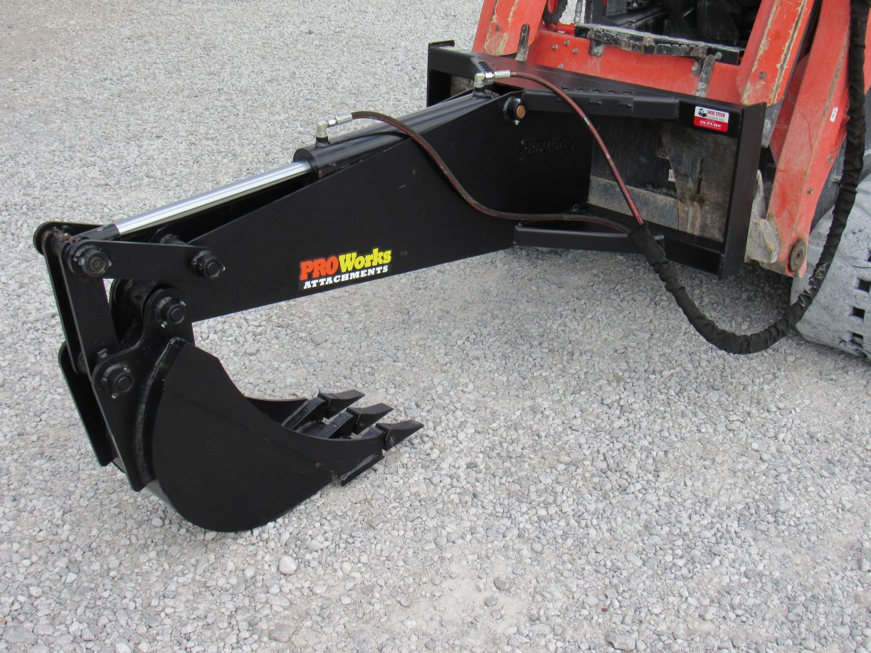 Stiff Arm Backhoe Attachment with 12″ Tooth Trench Bucket Fits Skid ...