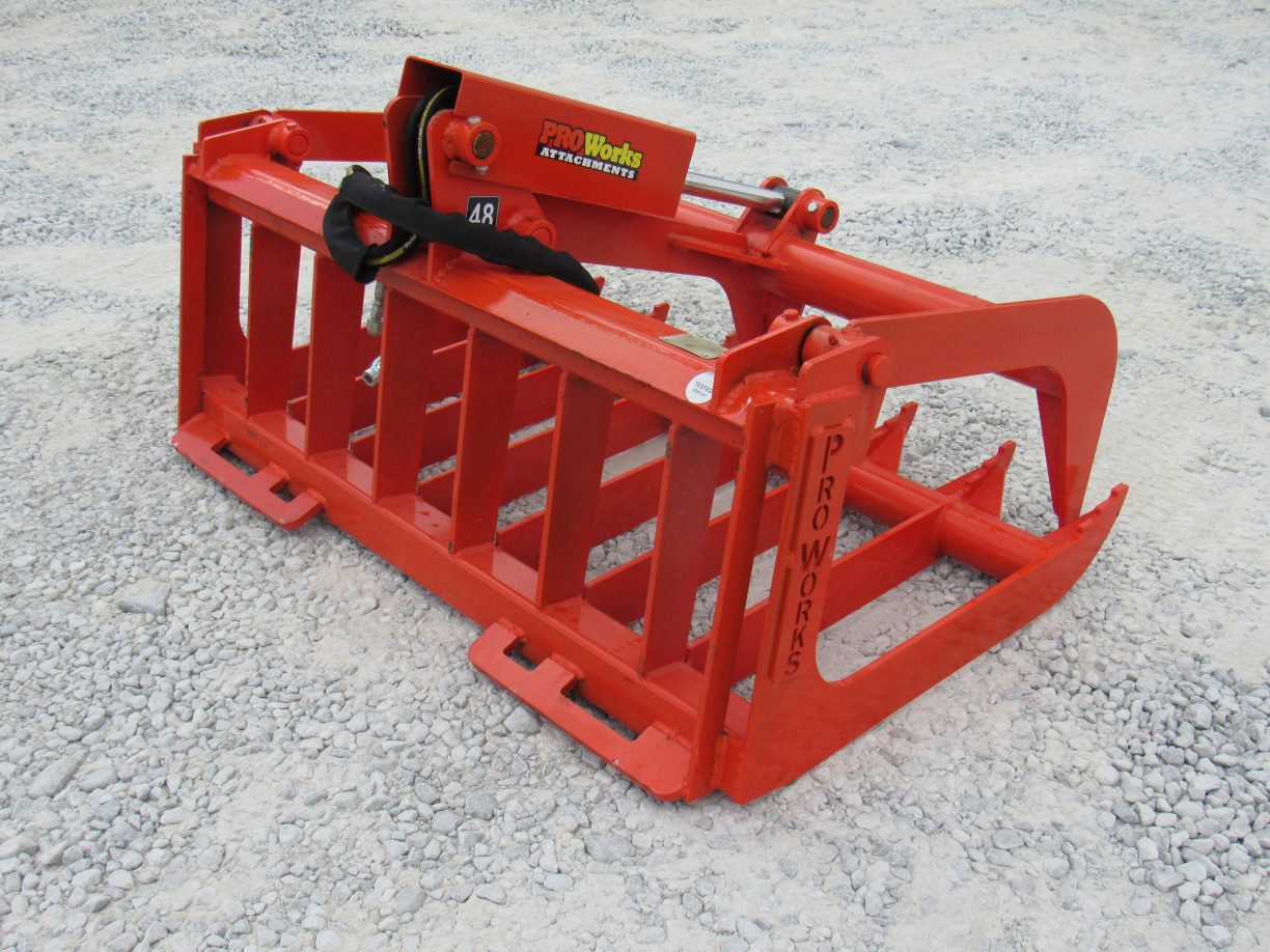 48″ Single Cylinder Root Bucket Grapple Fits Skid Steer Quick Attach ...