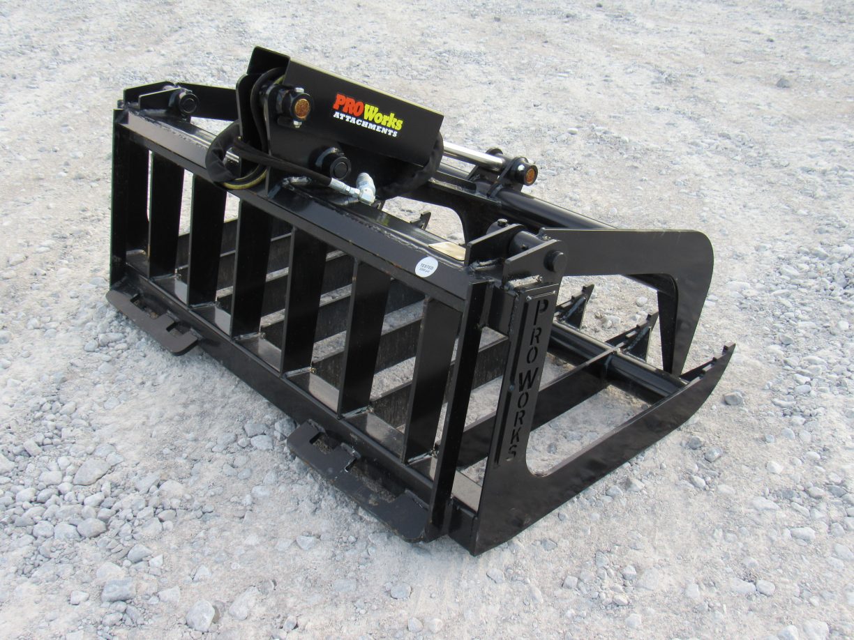 48″ Single Cylinder Root Bucket Grapple Fits Skid Steer Quick Attach ...