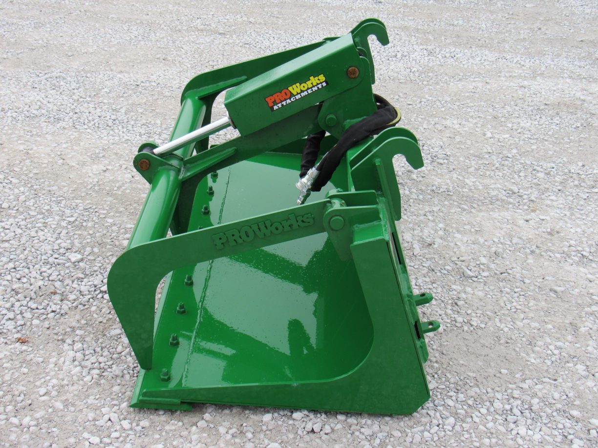 60″ Compact Tractor Single Cylinder Solid Bottom Bucket Grapple Fits ...