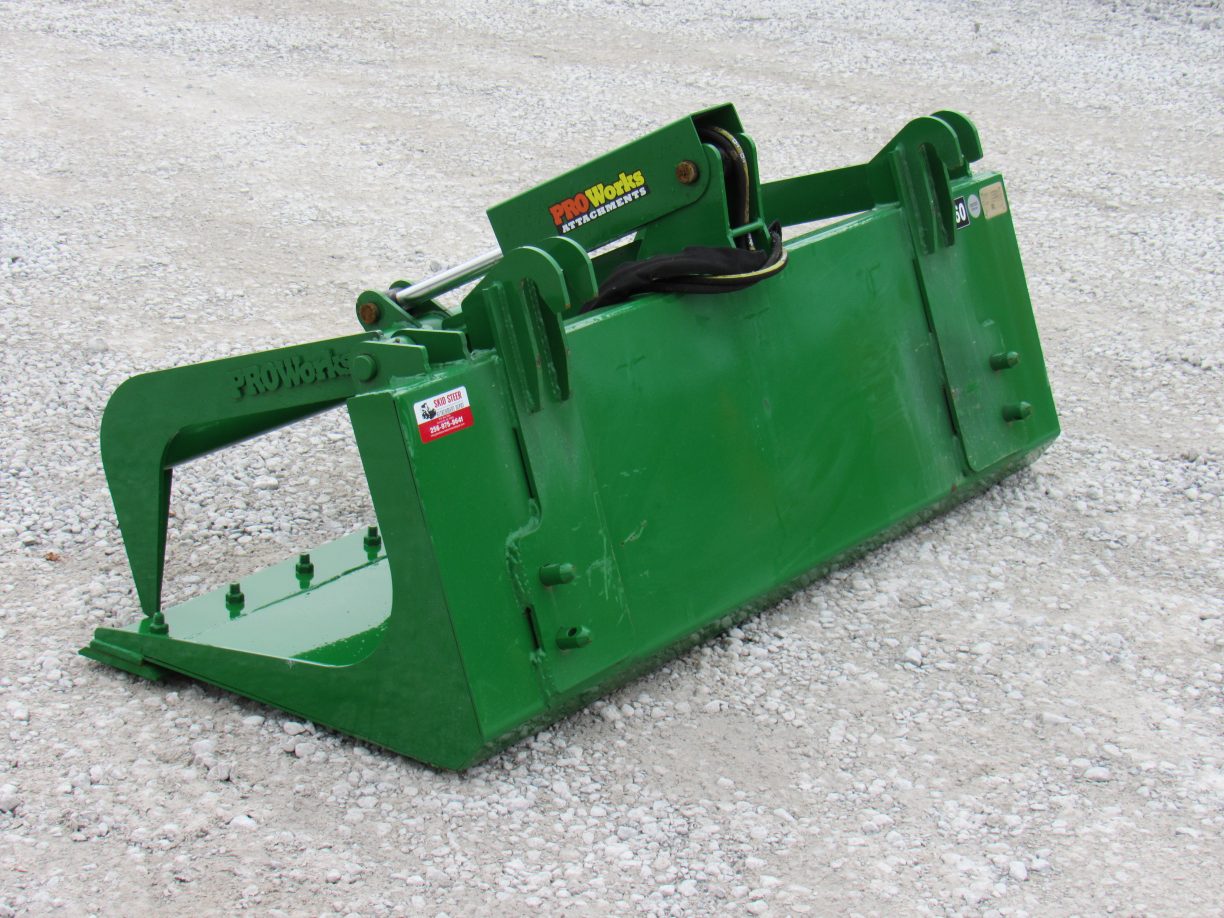 60″ Compact Tractor Single Cylinder Solid Bottom Bucket Grapple Fits ...