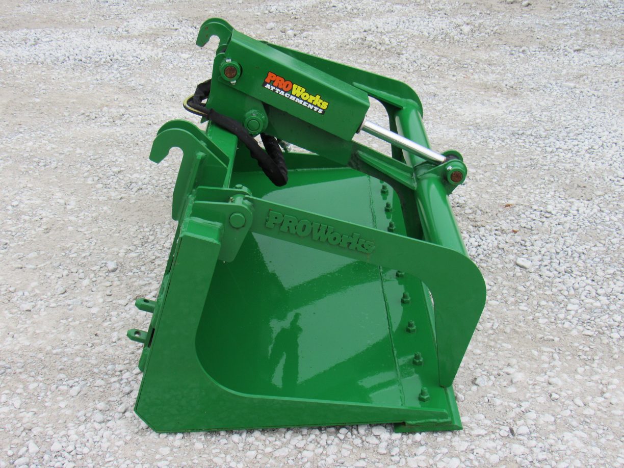 60″ Compact Tractor Single Cylinder Solid Bottom Bucket Grapple Fits ...