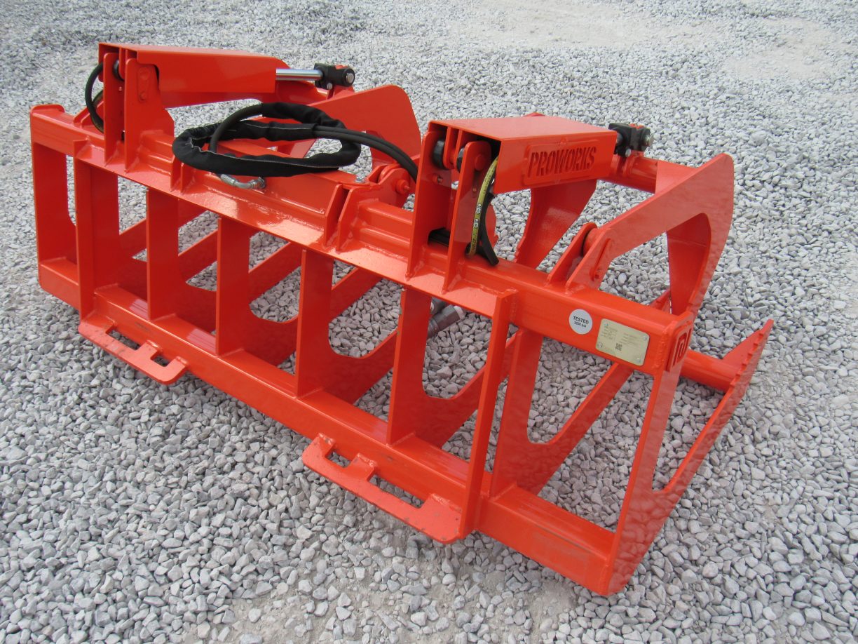66″ Dual Cylinder Root Bucket Grapple Attachment with Grease Fittings ...